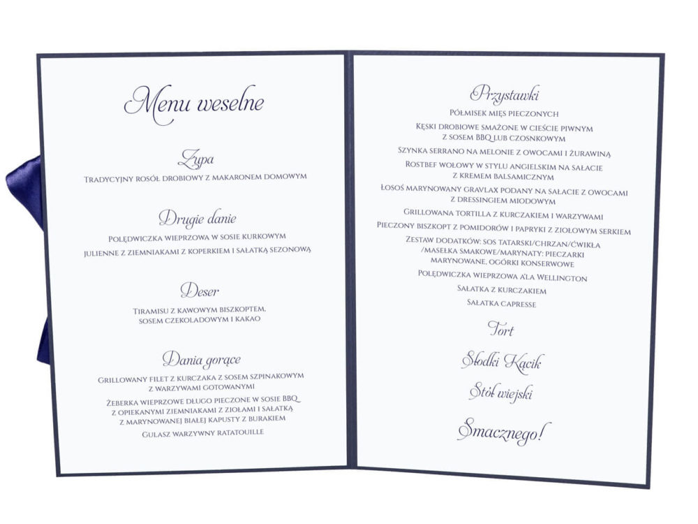 Menu weselne z motywem sukulentów